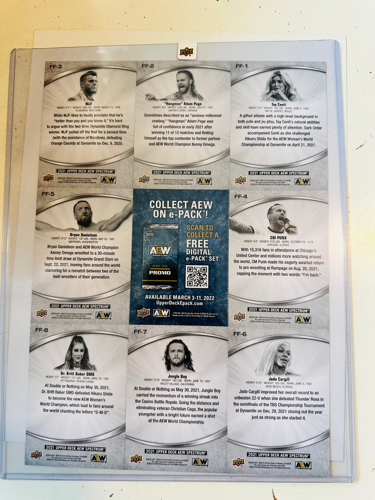 AEW wrestling Upper Deck spectrum uncut rare cards sheet 2022 ...