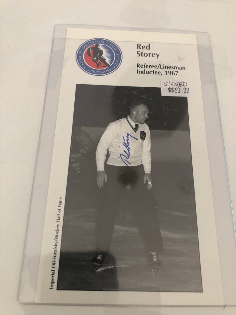 Red Storey hockey Legend Referee rare signed postcard with COA ...